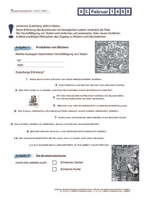 Johannes Gutenberg - 03.02.1468 | Arbeitsblätter Online