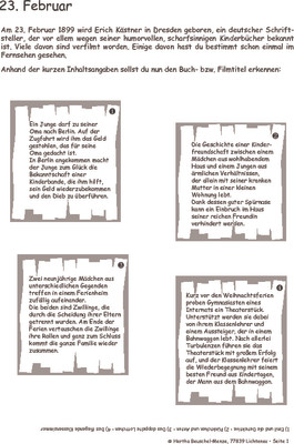 Erich Kästner geboren - 23.02.1899 | Arbeitsblätter Online