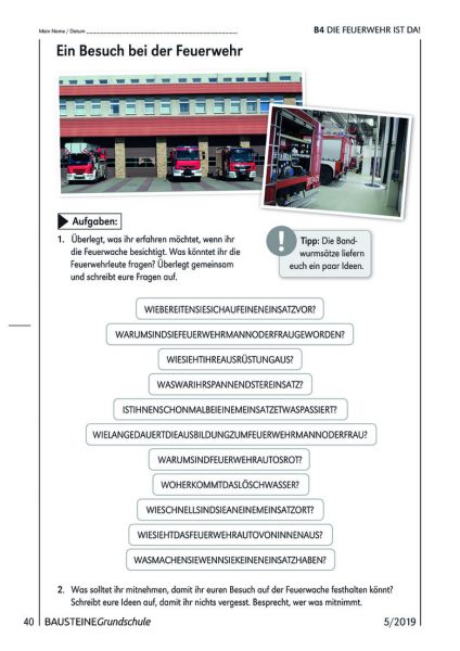 Die Feuerwehr ist da! | Bausteine Grundschule | Sachunterricht ...